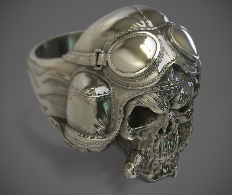 ring "Skull pilot" - Pinshape