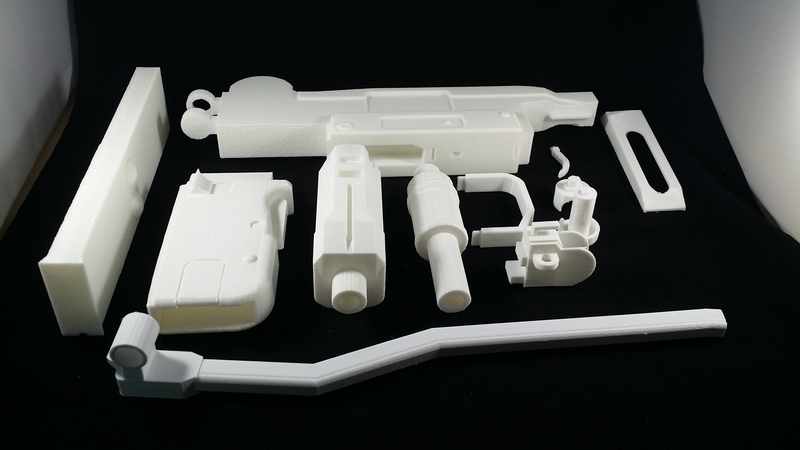 Mini-Uzi submachine gun with shoulder stock opened. (Replica) - Pinshape