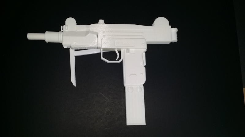 Mini-Uzi submachine gun with shoulder stock opened. (Replica) - Pinshape