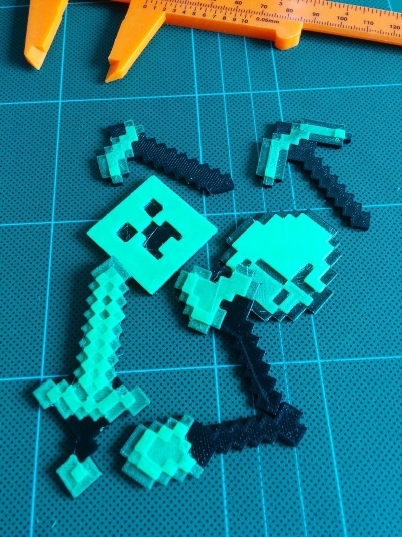 Minecraft tools, diamond & creeper - Pinshape