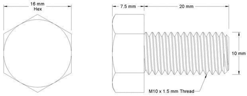 Metric M10 hex head screws and nuts collection - Pinshape
