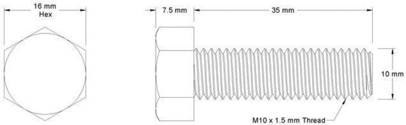 Metric M10 hex head screws and nuts collection - Pinshape