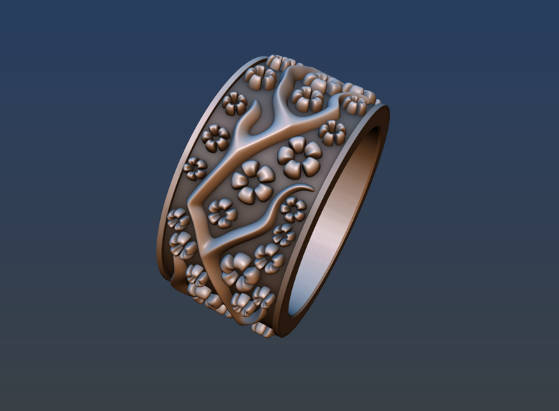 Ring with flowers - Pinshape