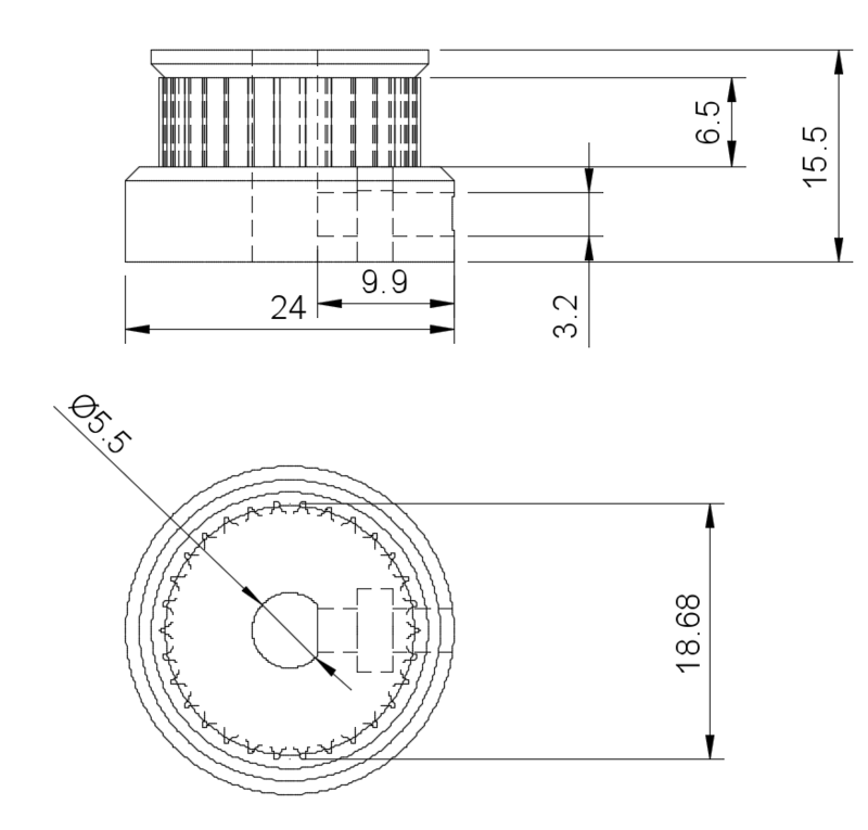 GT2 Pulley, 30 teeth, 5mm bore - Pinshape