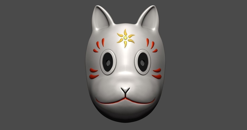Gin's mask(Fox Mask) from Hotarubi-no-mori - Pinshape