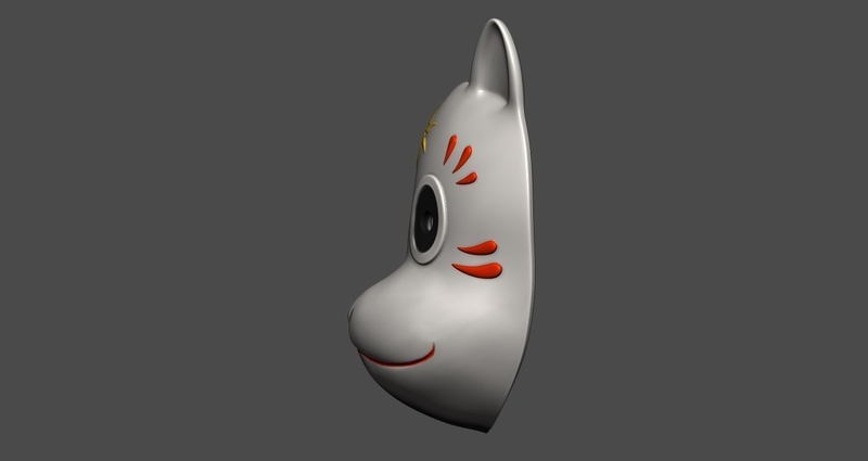 Gin's mask(Fox Mask) from Hotarubi-no-mori - Pinshape