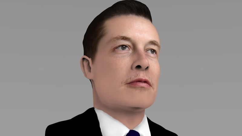 Elon Musk bust ready for full color 3D printing - Pinshape