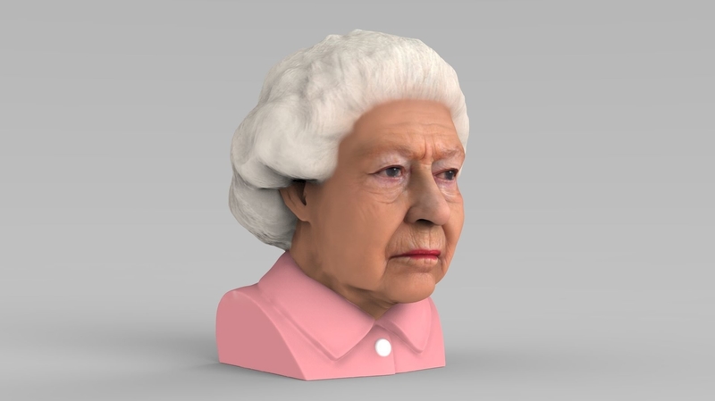Queen Elizabeth II bust ready for full color 3D printing - Pinshape