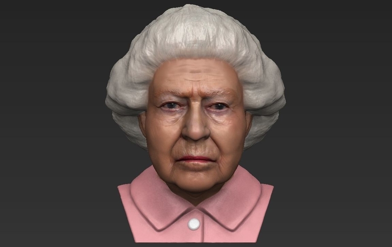 Queen Elizabeth II bust ready for full color 3D printing - Pinshape