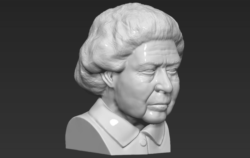 Queen Elizabeth II bust ready for full color 3D printing - Pinshape