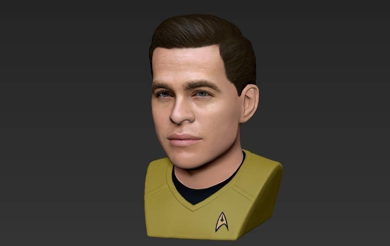Captain Kirk Chris Pine Star Trek bust full color 3D printing - Pinshape