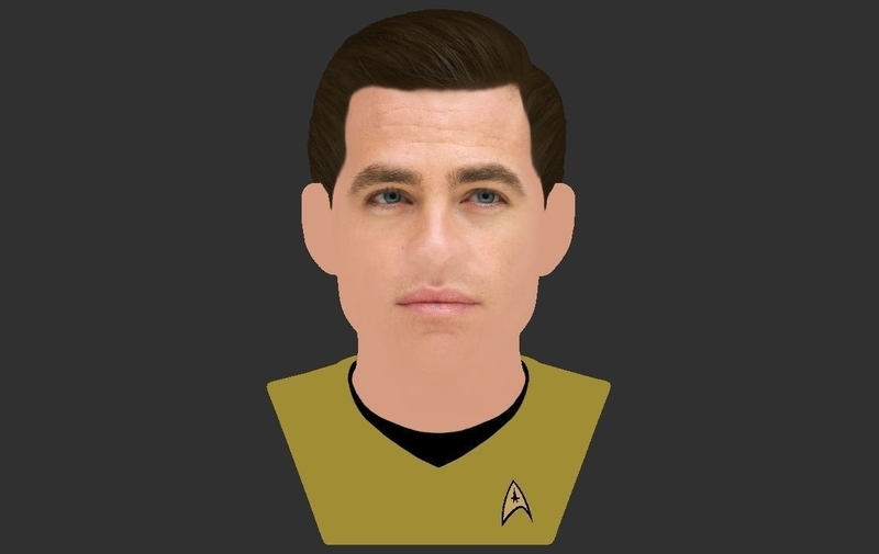 Captain Kirk Chris Pine Star Trek bust full color 3D printing - Pinshape