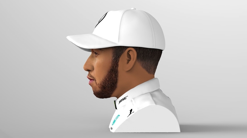 Lewis Hamilton bust ready for full color 3D printing - Pinshape