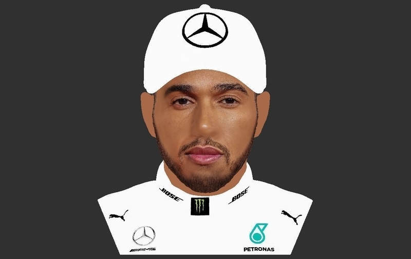Lewis Hamilton bust ready for full color 3D printing - Pinshape