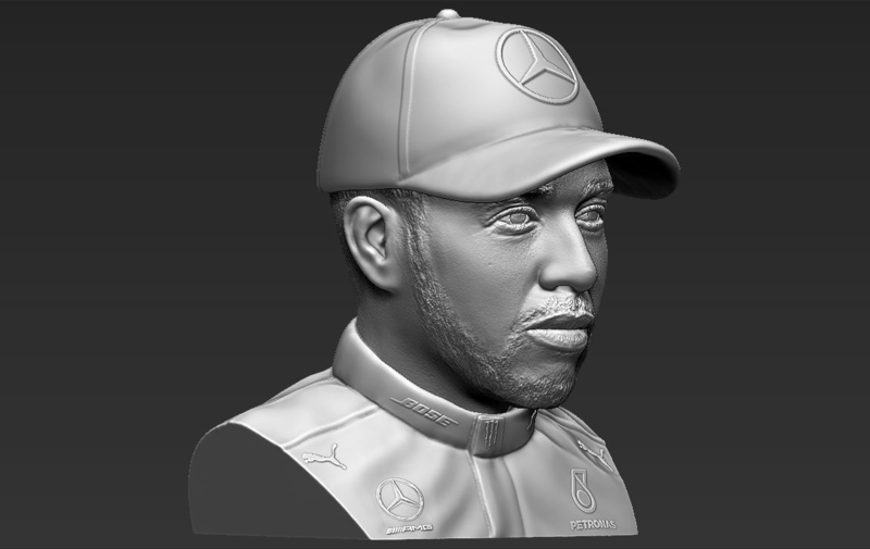 Lewis Hamilton bust ready for full color 3D printing - Pinshape
