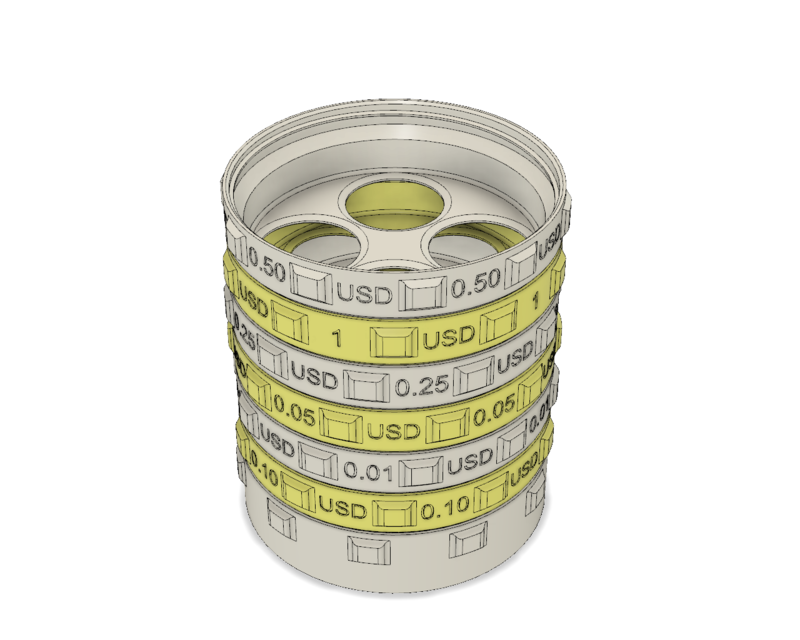 Sorting piggy bank USD (S size) - Pinshape