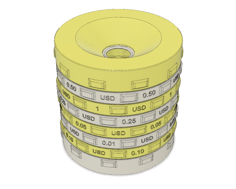 Sorting piggy bank USD (L size) - Pinshape