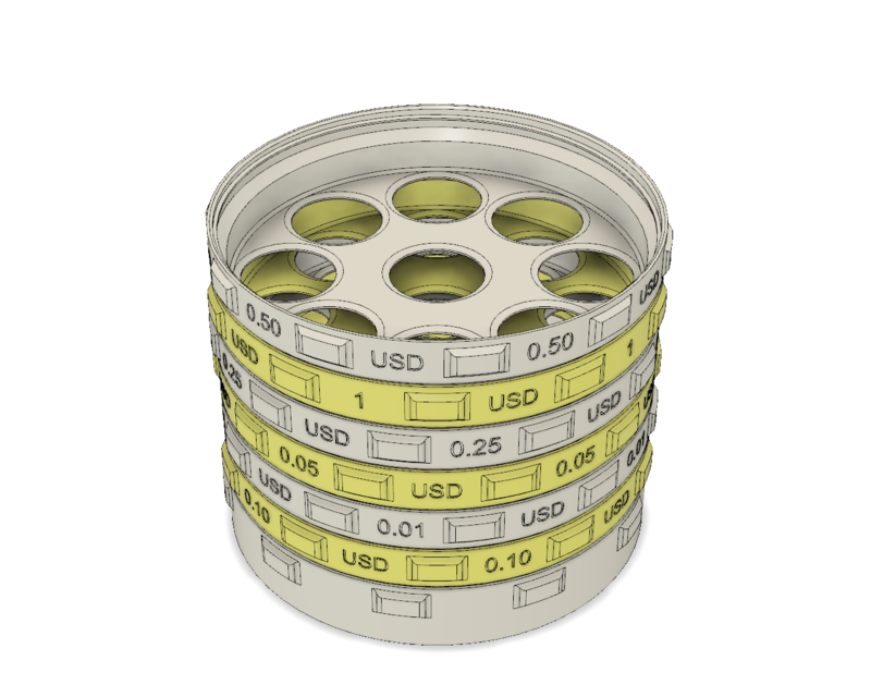 Sorting piggy bank USD (L size) - Pinshape