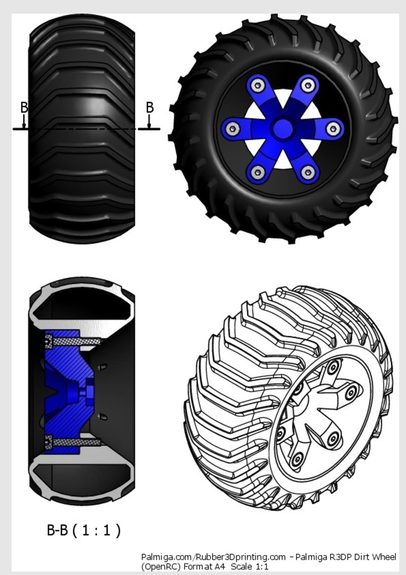 Set of wheels for OpenRC Truggy - Pinshape