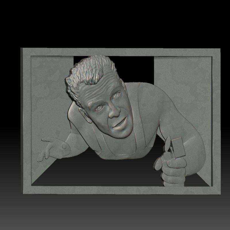 Portrait STL bas-relief Die Hard - Pinshape