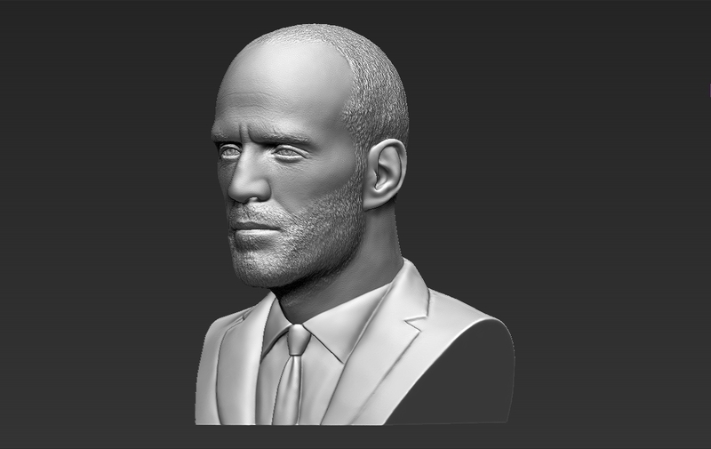 Jason Statham bust ready for full color 3D printing - Pinshape