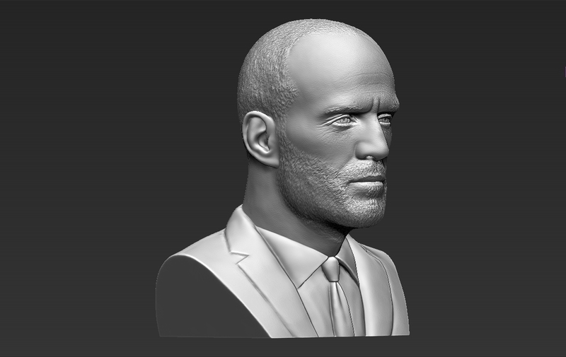 Jason Statham bust ready for full color 3D printing - Pinshape