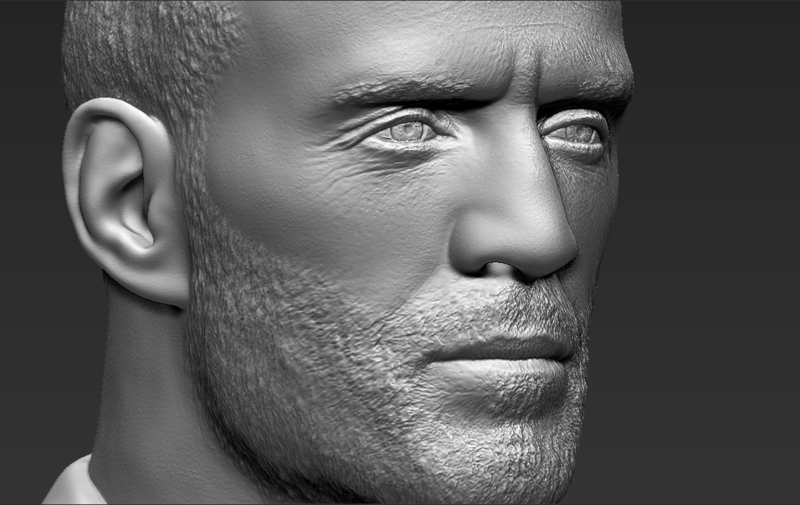 Jason Statham bust ready for full color 3D printing - Pinshape