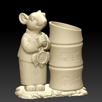Lucky Rat Happy Chinese new year Festive Pen Holder 5 - Pinshape