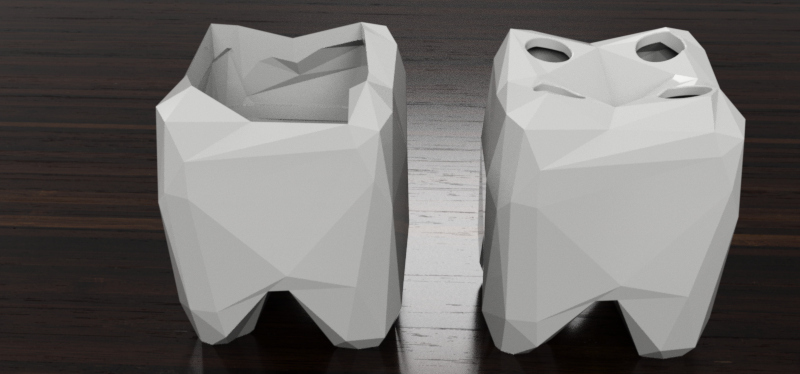 Low Poly Toothbrush and Toothpaste holder - Pinshape