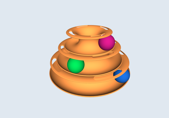 3D Printed Parabolic track toy for cats and animals, 3 Balls by Ether ...