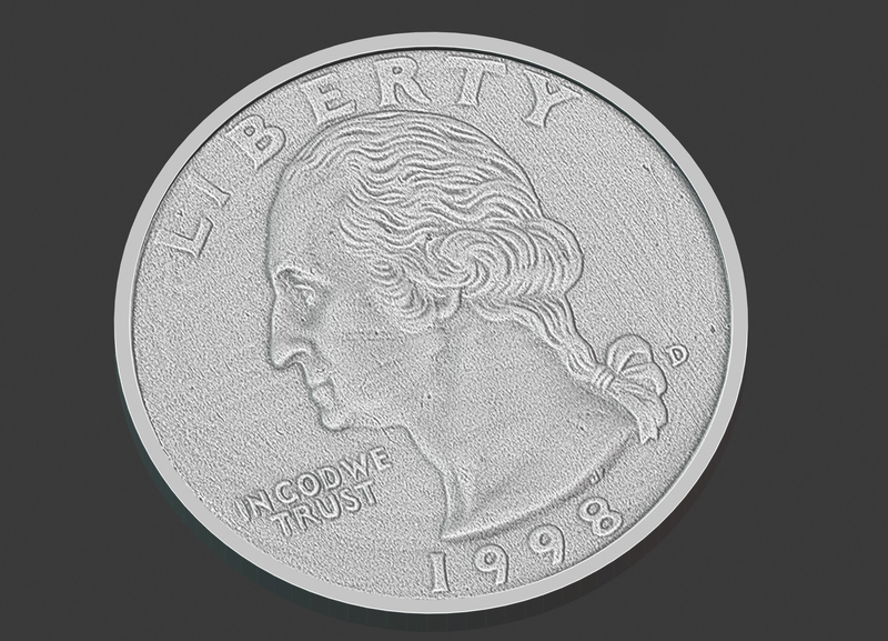 US Quarter Coin, 3D Scanned - Pinshape