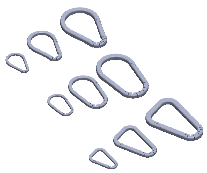 Carabiner collection - 3 designs - 3 sizes - Pinshape