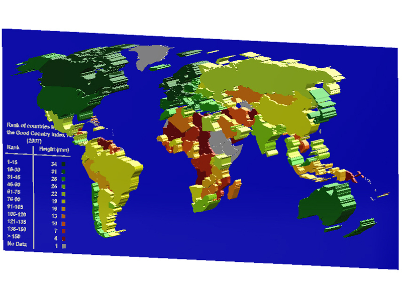 infographic of world map based on good countries index (2017) - Pinshape