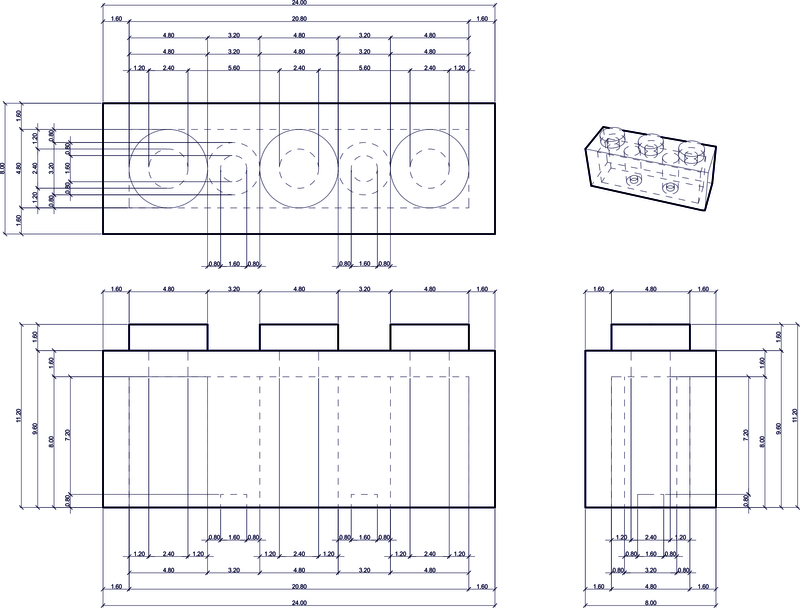 LEGO Brick 1X3 - Pinshape