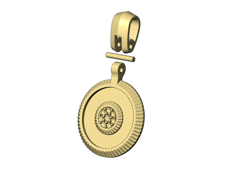 Diamond cluster rolex bezel pendant with bail 3D print model - Pinshape