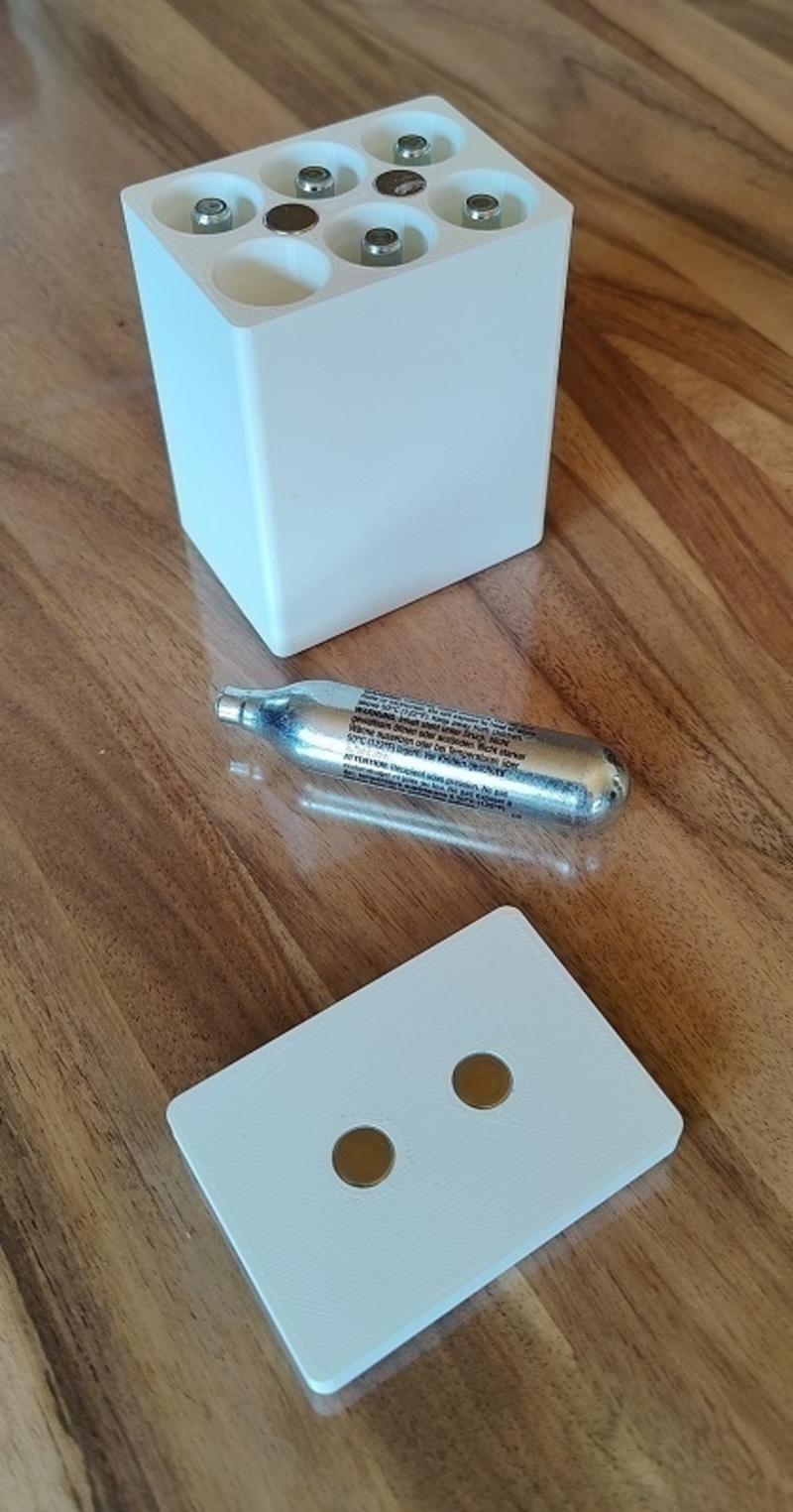 Box for 6 x 12gr Co2 Cartridge with magnets. - Pinshape