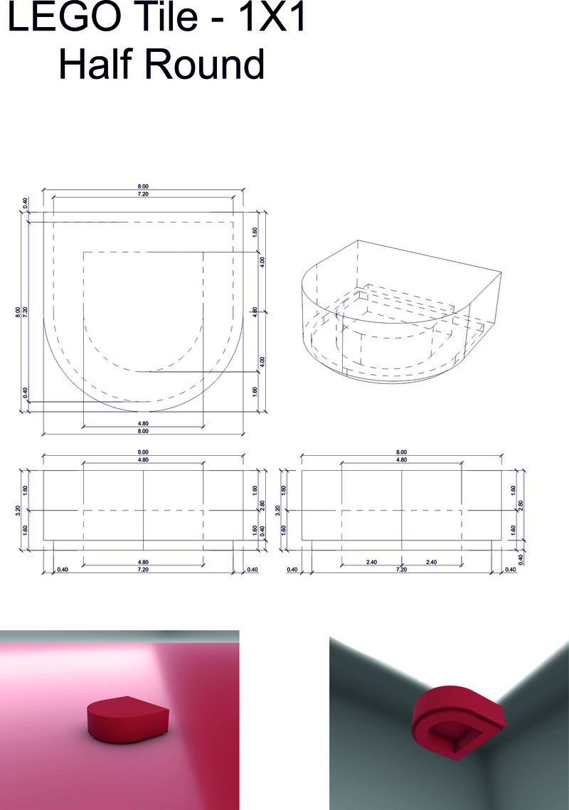 LEGO Half Circle Round Flat Tile - 1X1 - Pinshape