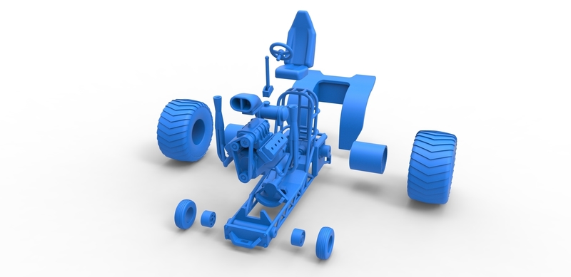 Mini Rod pulling tractor 2 Scale 1 to 25 - Pinshape