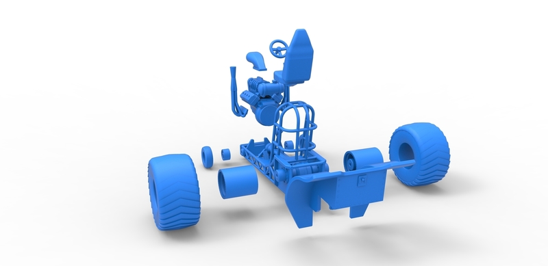 Mini Rod pulling tractor 2 Scale 1 to 25 - Pinshape