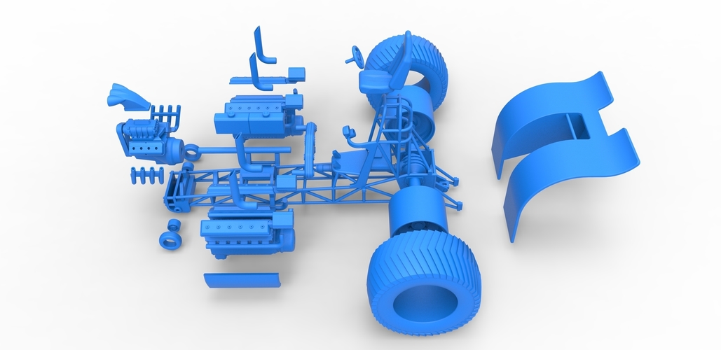 3D Printed Pulling tractor with one V8 and two V12 engines 1:25 by ...