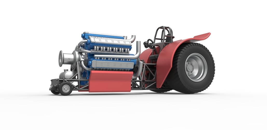 3D Printed Pulling tractor with 42 cylinder Radial engine 1:25 by ...