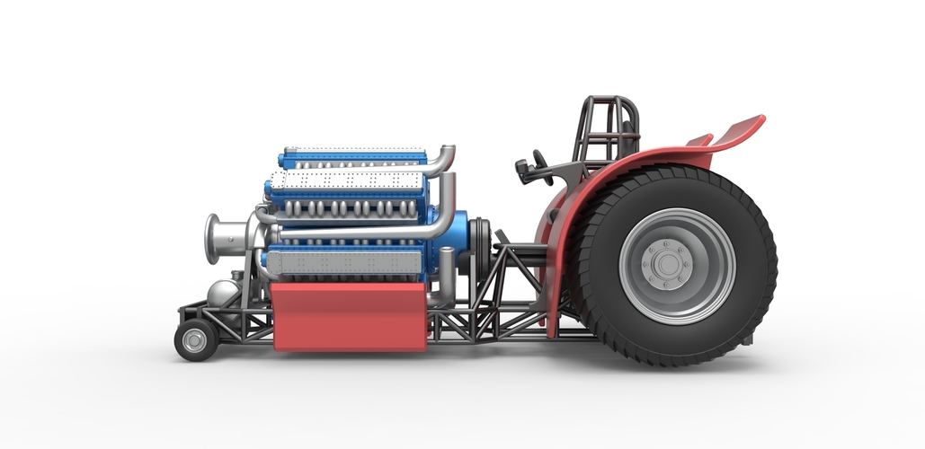 3D Printed Pulling tractor with 42 cylinder Radial engine 1:25 by ...