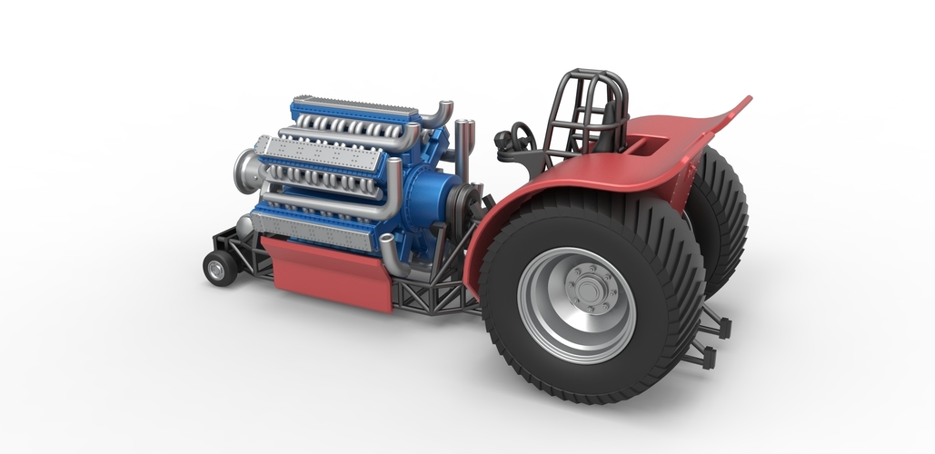 3D Printed Pulling tractor with 42 cylinder Radial engine 1:25 by ...