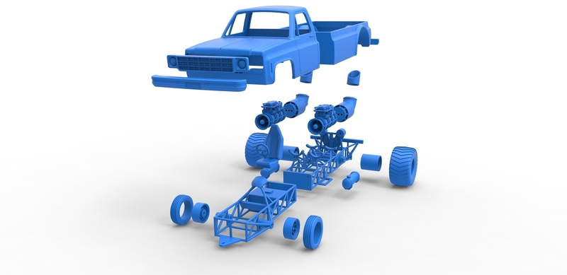 Jet pulling truck 2wd Scale 1:25 - Pinshape