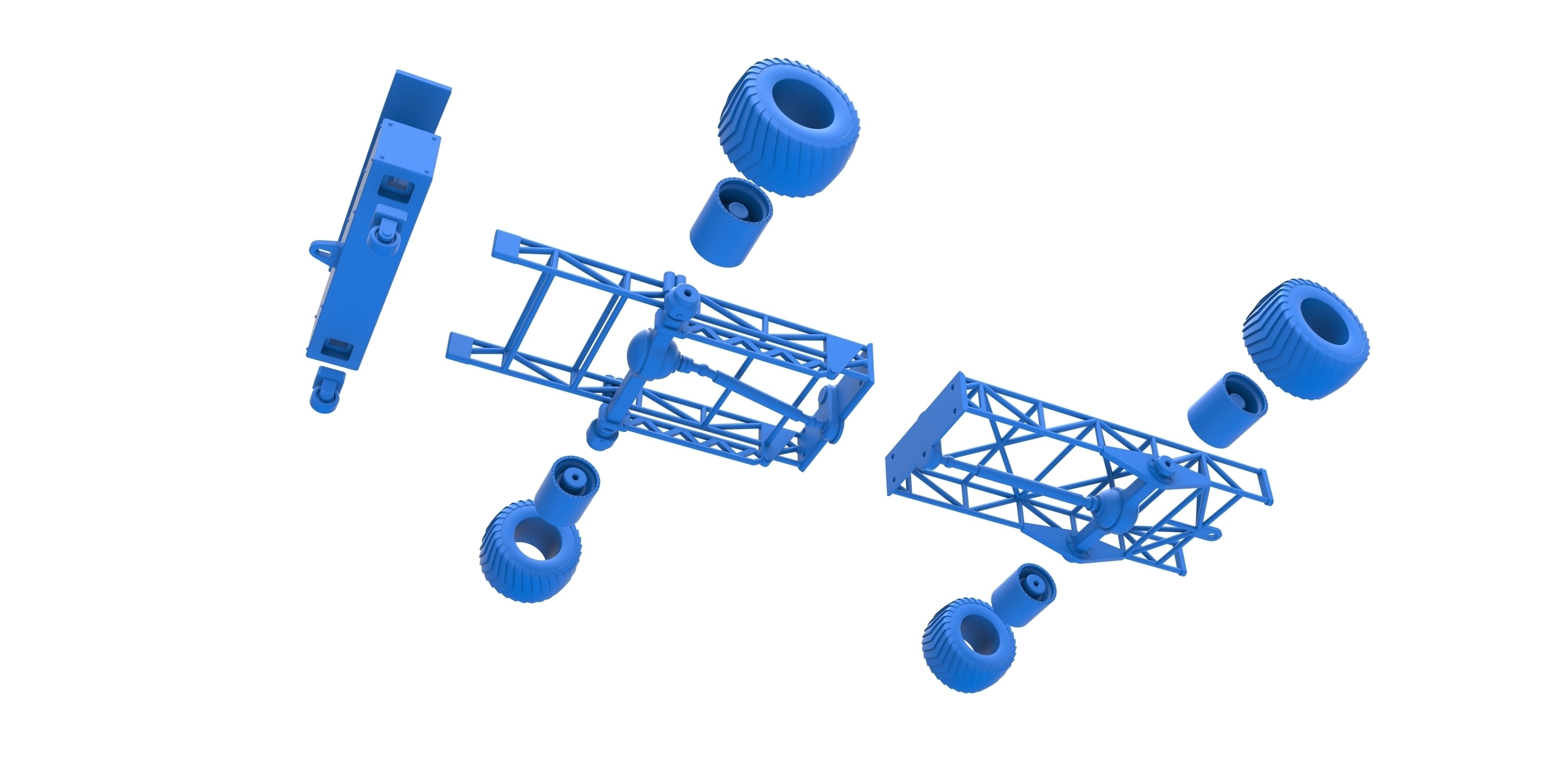 Pulling Truck Chassis Components 3D Printed Pulling Truck 2wd Hot Rod