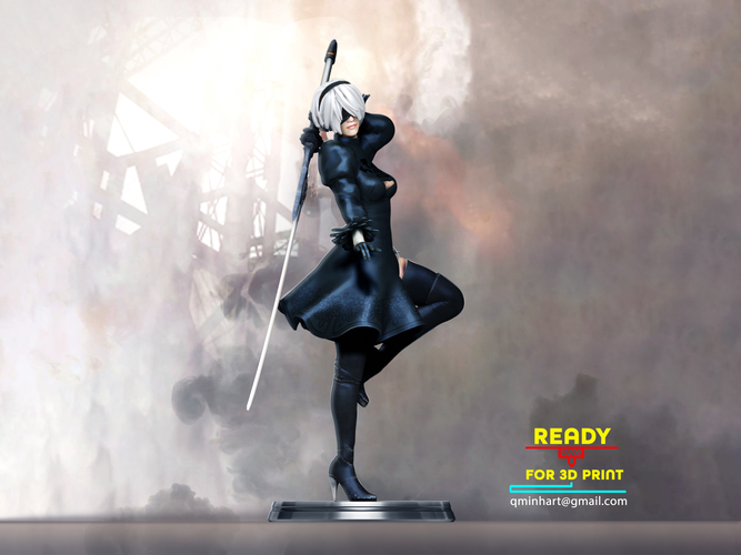 3D Printed 2b - Nier Automata Fanart Statue 3D print 3D print model by ...