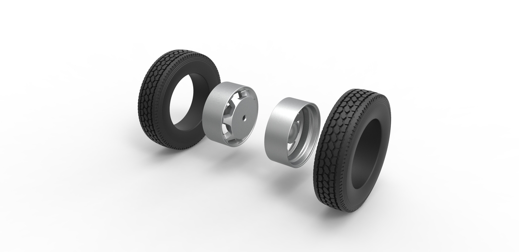 3D Printed 7 Hole rear double wheel of old school truck 1:25 by ...