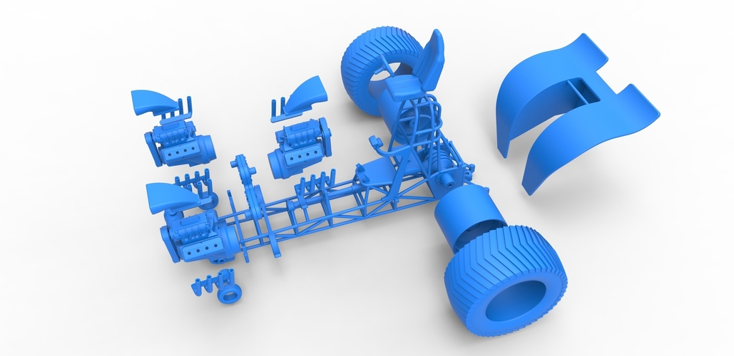 3D Printed Pulling tractor with 3 engines V8 Version 2 Scale 1:25 by ...