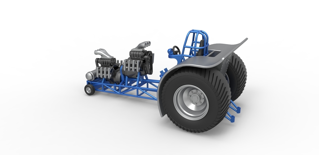 3D Printed Pulling tractor with 2 engines V8 Version 4 Scale 1:25 by ...