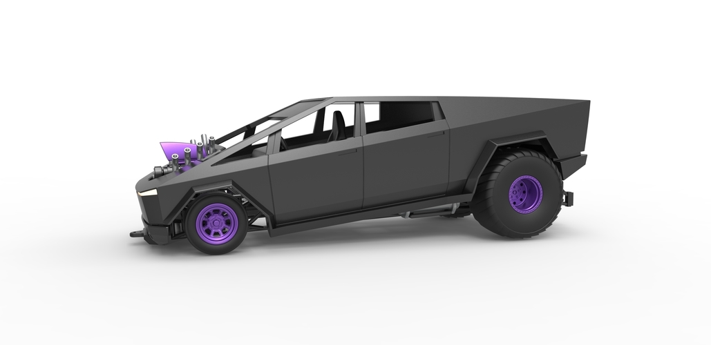 3D Printed Diecast Tesla Cybertruck pulling truck 2wd Scale 1:25 by ...